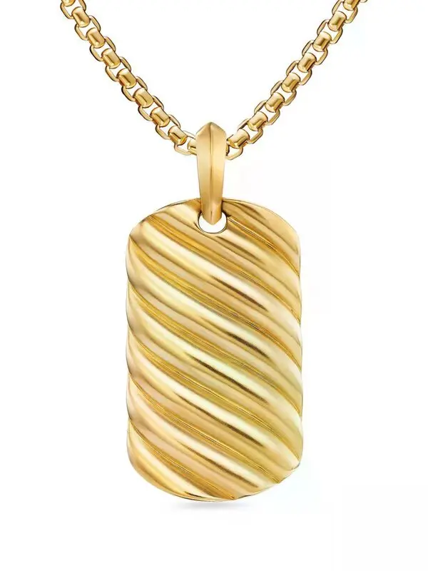 David Yurman 18kt Yellow Sculpted Cable Tag - Gold