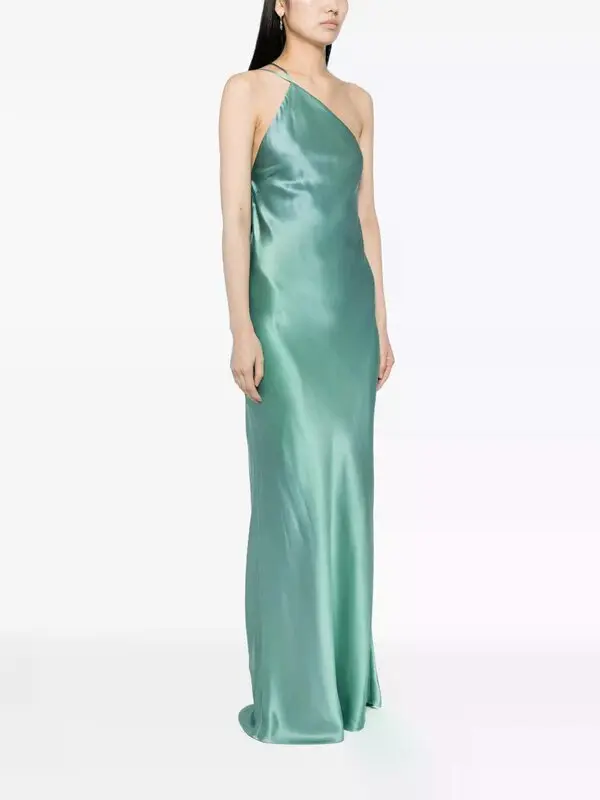 Michelle Mason One-shoulder Bias Gown - Green