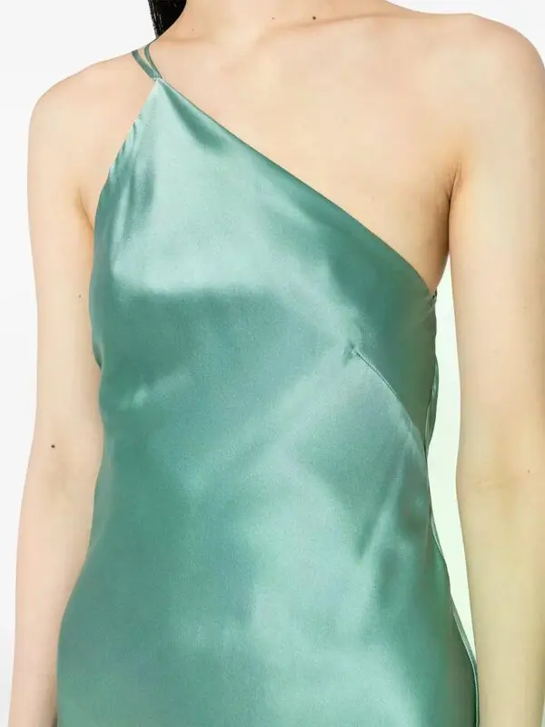 Michelle Mason One-shoulder Bias Gown - Green