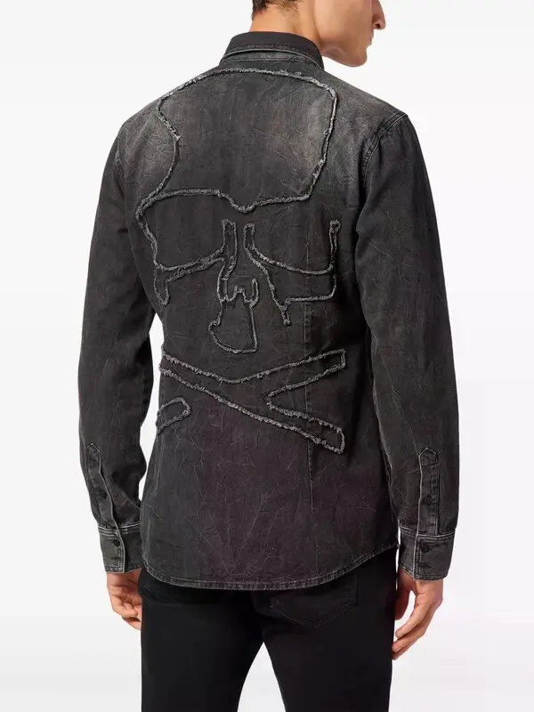Philipp Plein Skull & Bones Denim Shirt