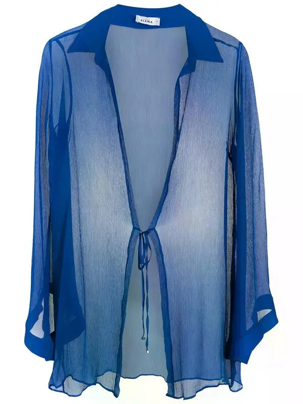 AMIR SLAMA Tie-front Silk Beach Cover-up - Blue