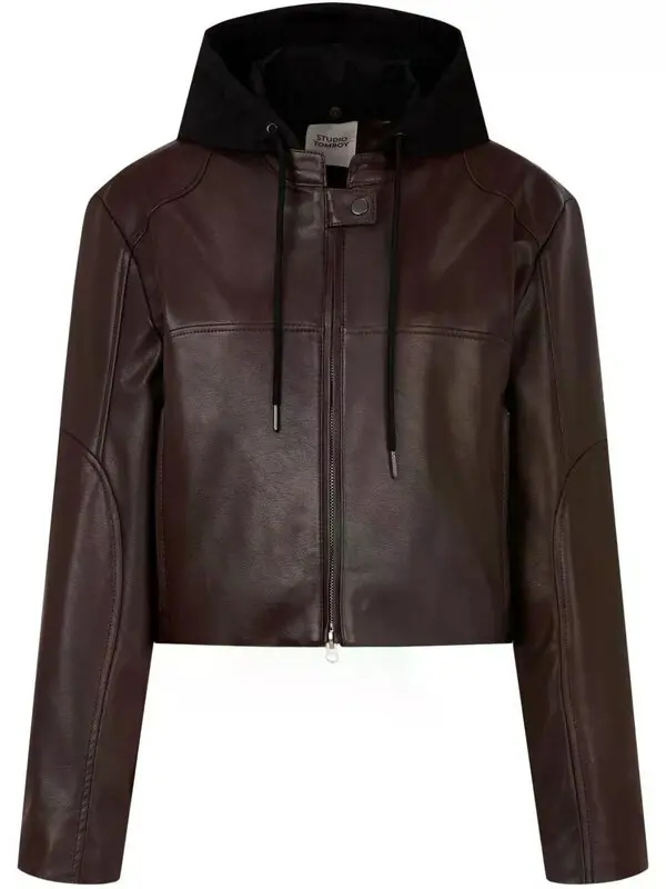 STUDIO TOMBOY Faux-leather Jacket With Hood