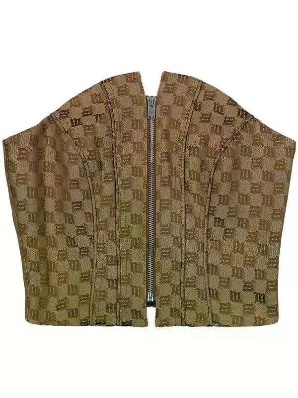MISBHV Jacquard Monogram Corset Top - Neutrals