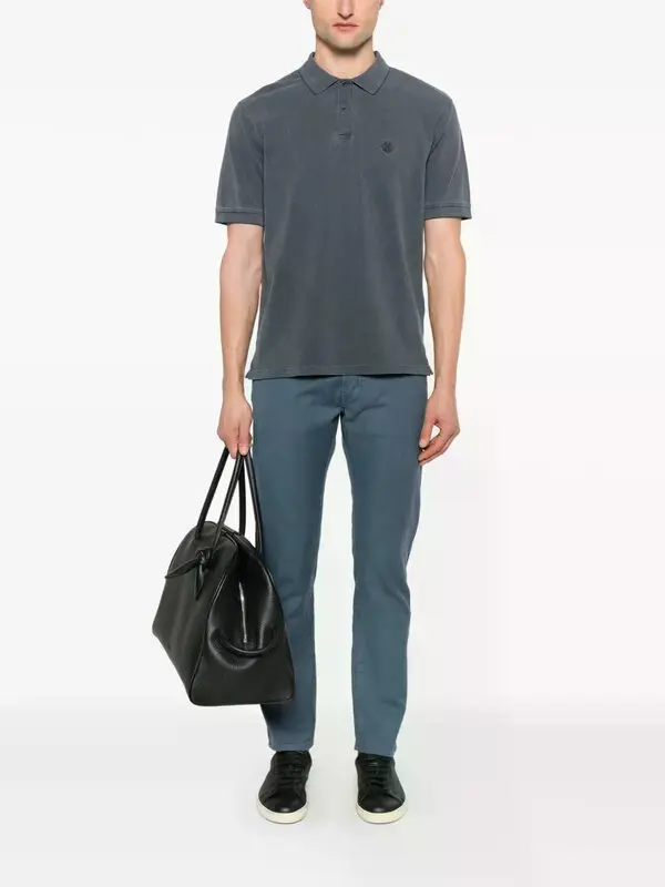Incotex Logo-patch Tapered Trousers - Blue