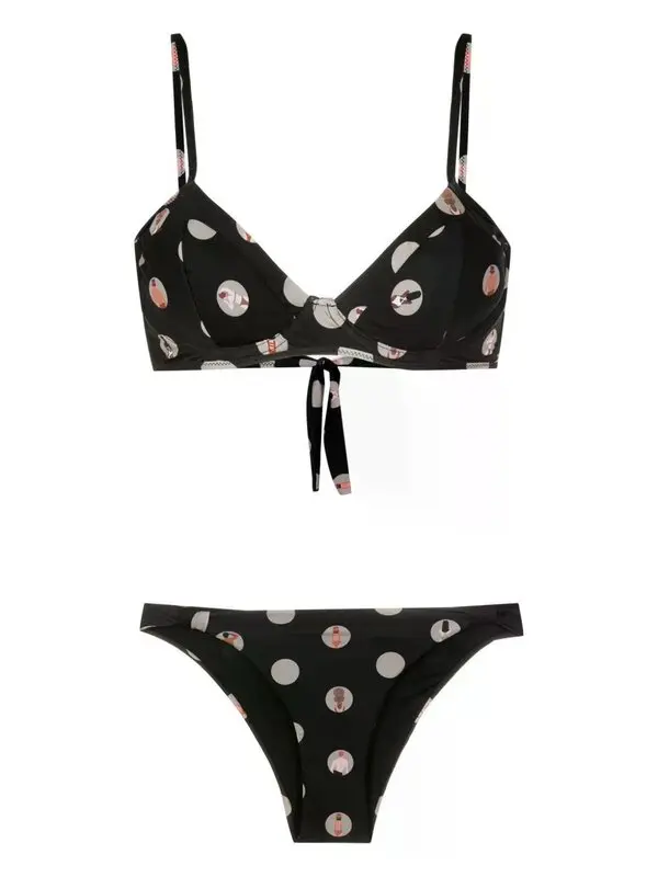 AMIR SLAMA Graphic-print Underwire Bikini - Black