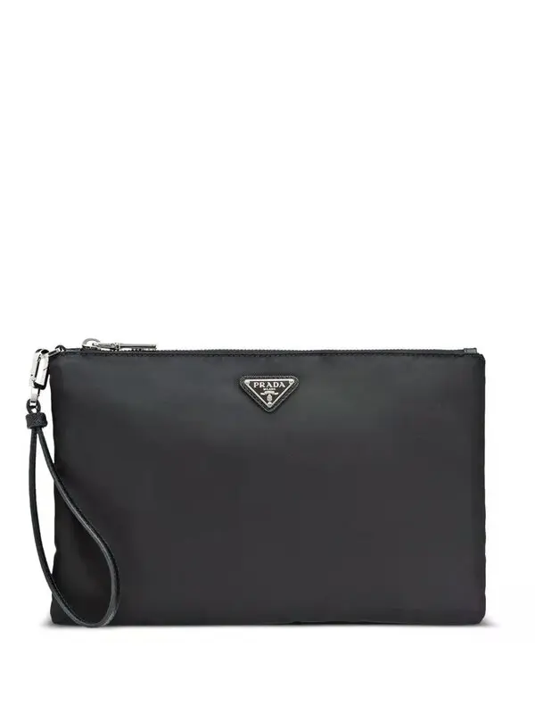 Prada Re-nylon Triangle-logo Clutch Bag - Black