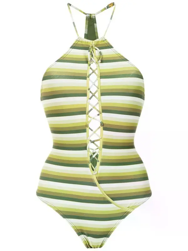 AMIR SLAMA Striped Swimsuit - Green