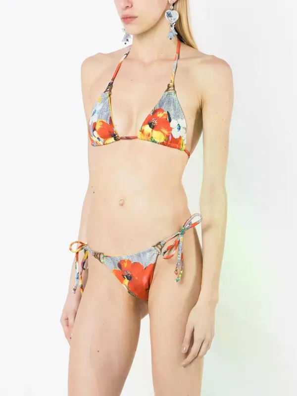 AMIR SLAMA Hibiscus-print Bikini Set - Multicolour