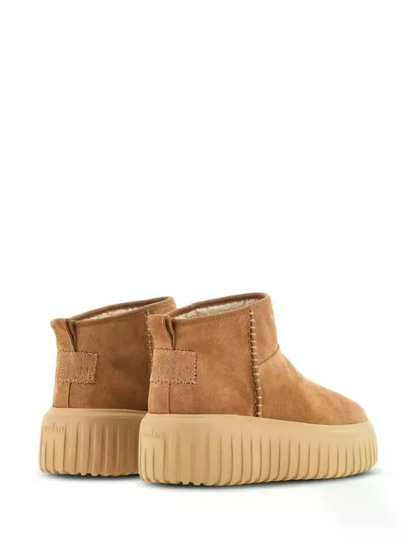 Hogan Logo-patch Suede Boots - Brown