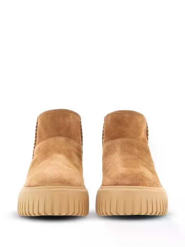 Hogan Logo-patch Suede Boots - Brown