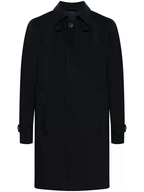 Herno Logo Plaque Coat - Blue