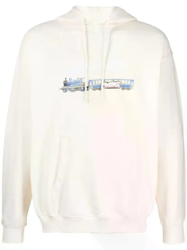 Drole De Monsieur Graphic-print Cotton Hoodie - Neutrals