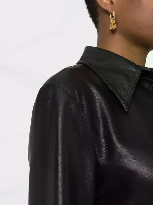 Nanushka Vegan Leather Long-sleeve Shirt