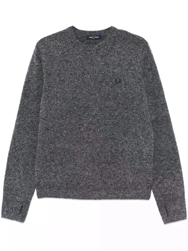 Fred Perry Bouclé Crew Neck Sweater - Blue