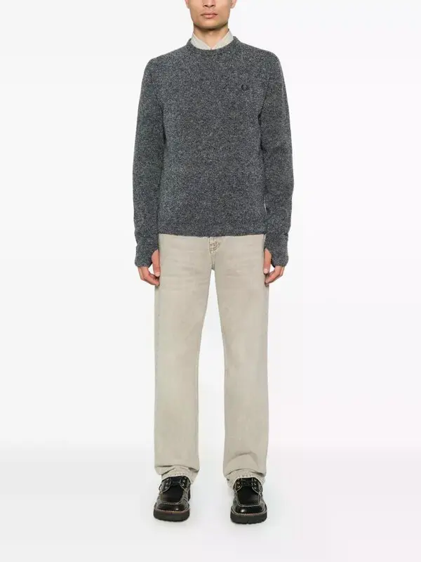 Fred Perry Bouclé Crew Neck Sweater - Blue