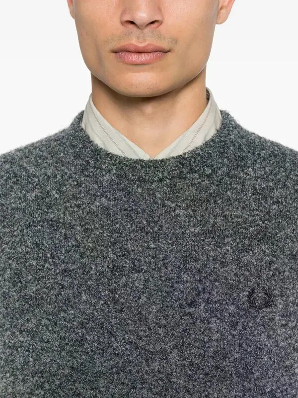Fred Perry Bouclé Crew Neck Sweater - Blue
