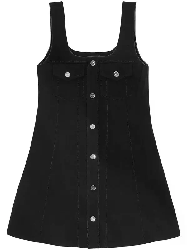 GANNI Press-stud Fastening Mini Dress - Black