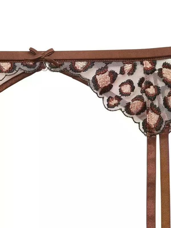 FLEUR DU MAL Leopard-embroidered Garter Belt