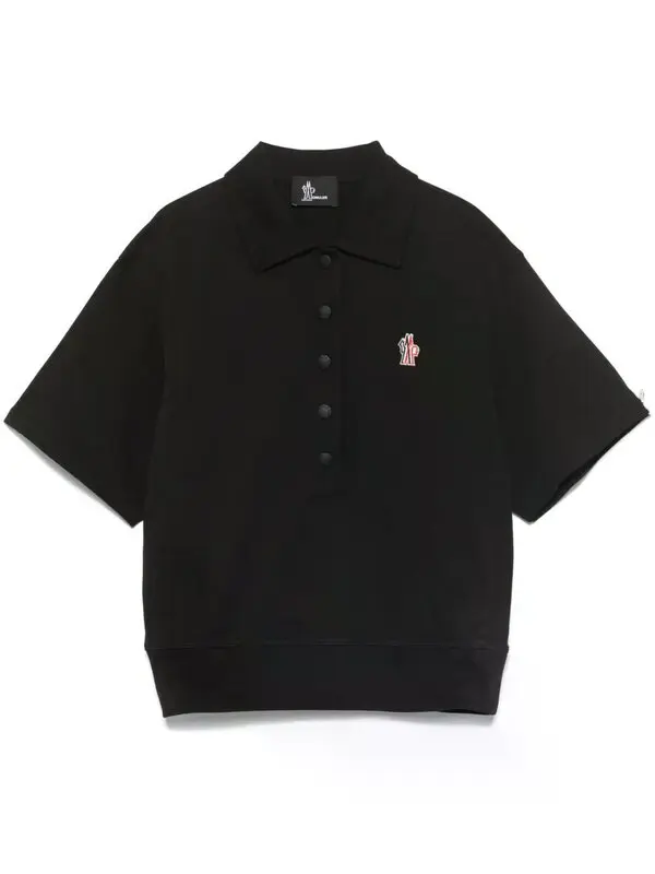 Moncler Logo-patch Cotton Polo Shirt - Black