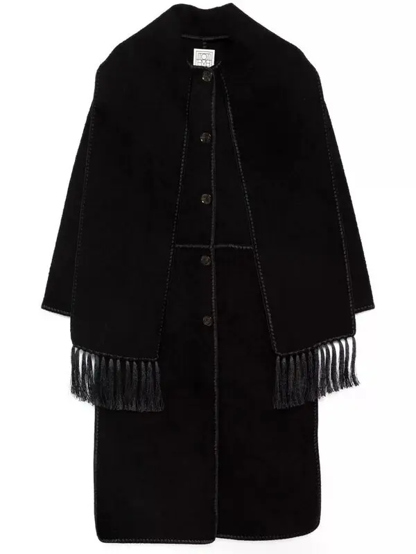 TOTEME Embroidered Scarf Coat - Black