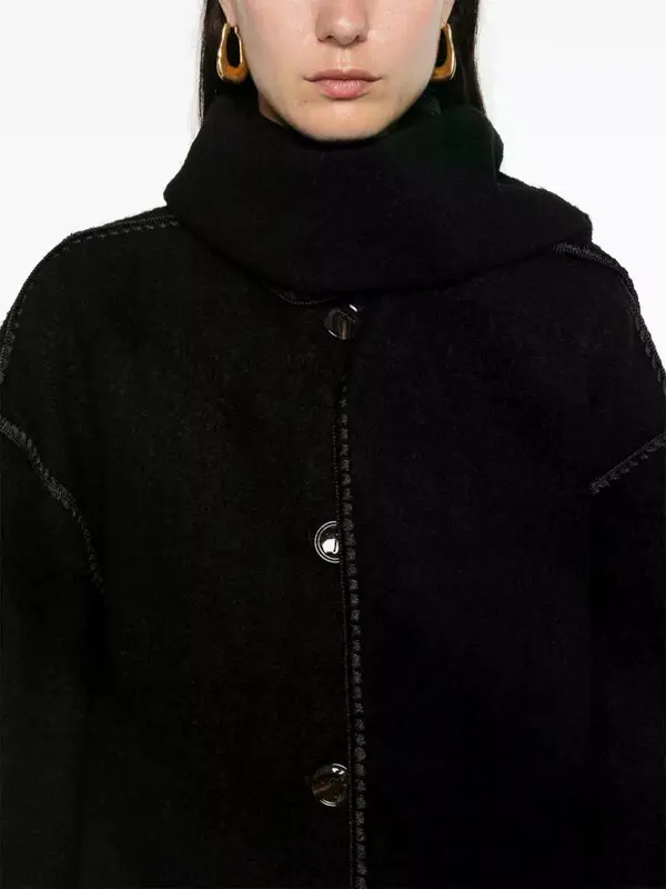 TOTEME Embroidered Scarf Coat - Black