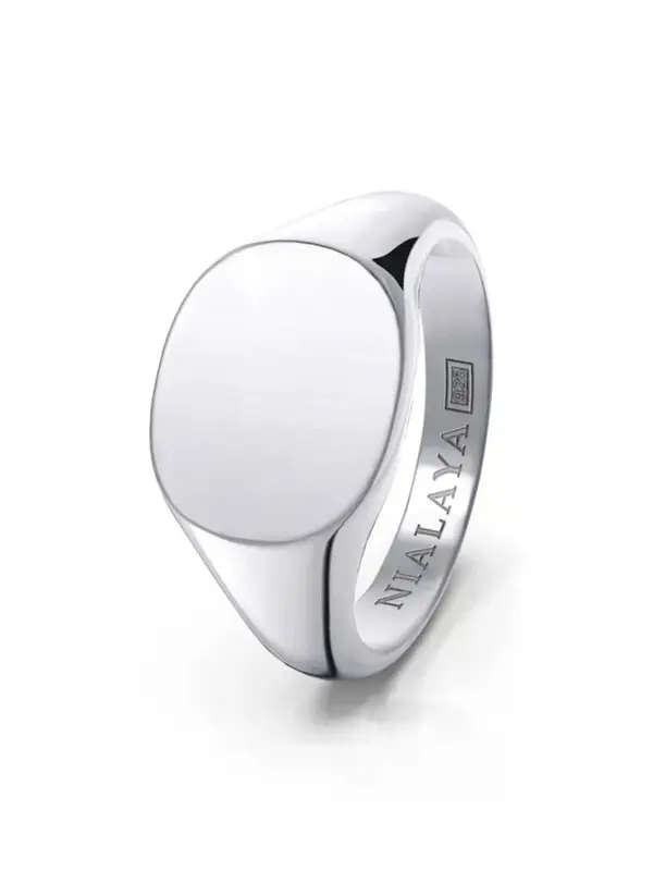 NIALAYA JEWELRY Logo-engraved Signet Ring - Silver