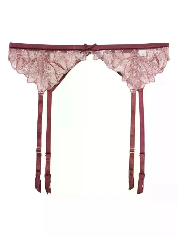 FLEUR DU MAL Lace-embroidered Garter - Pink