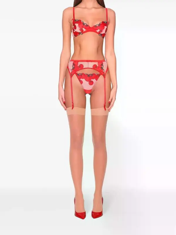 FLEUR DU MAL Pomodoro Embroidered Garter Belt