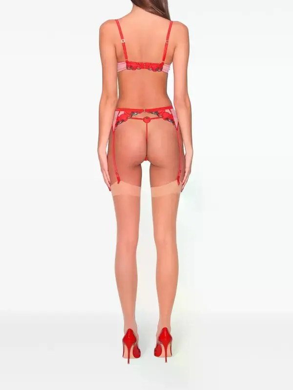 FLEUR DU MAL Pomodoro Embroidered Garter Belt