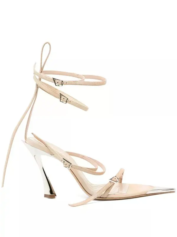 MUGLER Leather Strappy Sandals - Neutrals