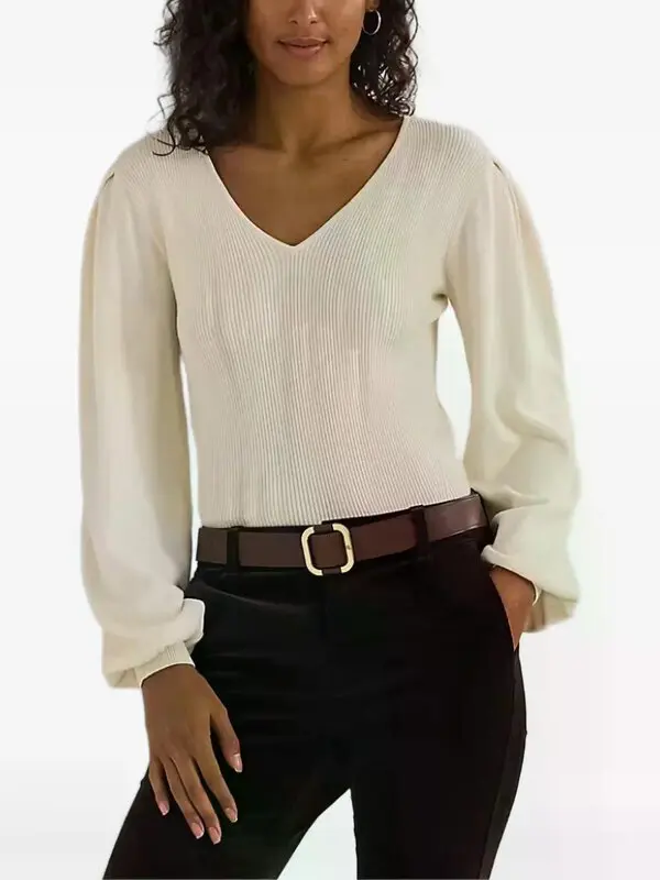 Ralph Lauren V-neck Puff-sleeve Top