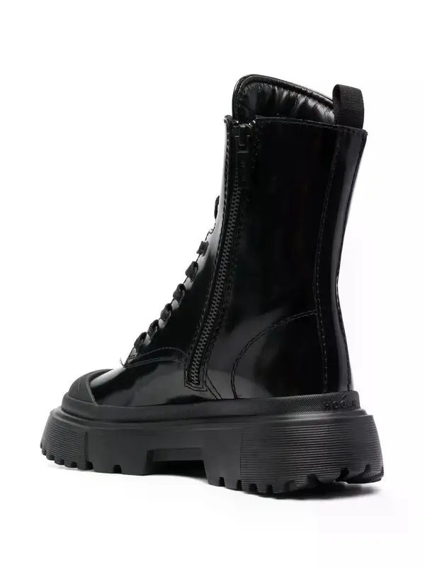 Hogan Lace-up Combat Boots - Black
