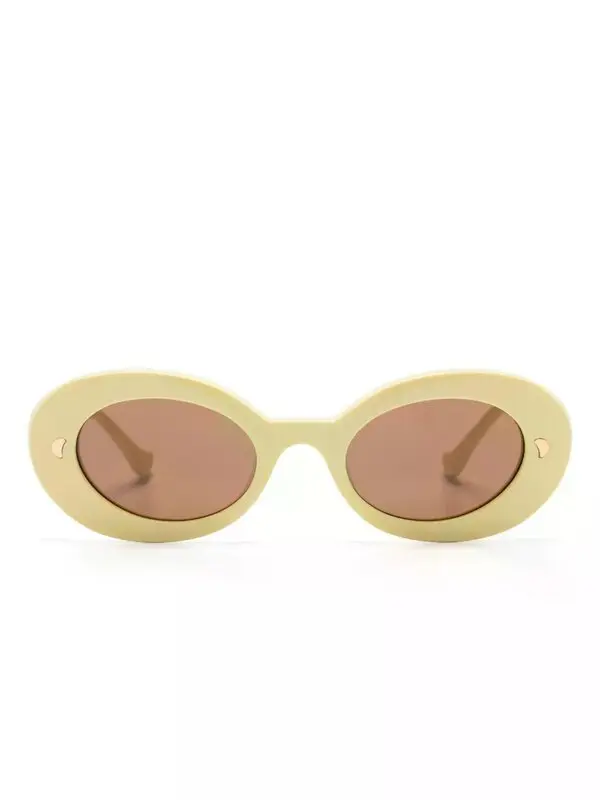 Nanushka Giva Oval-frame Sunglasses - Yellow