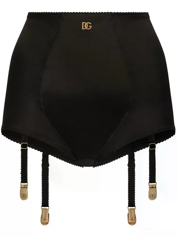 Dolce & Gabbana Dg-logo High-waisted Satin Briefs - Black