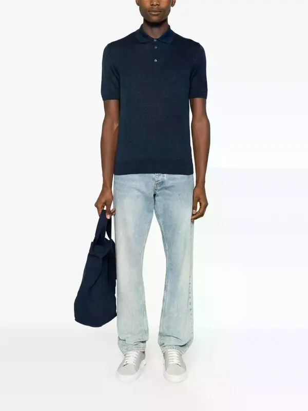 DRUMOHR Cotton-linen Knit Polo Shirt
