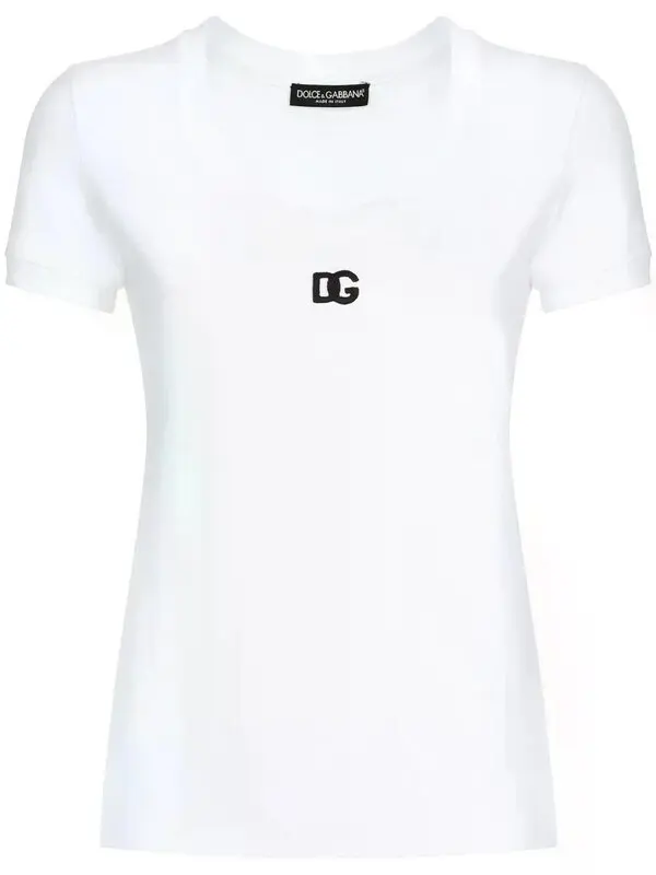 Dolce & Gabbana Logo-embroidered Cotton-blend T-shirt - White