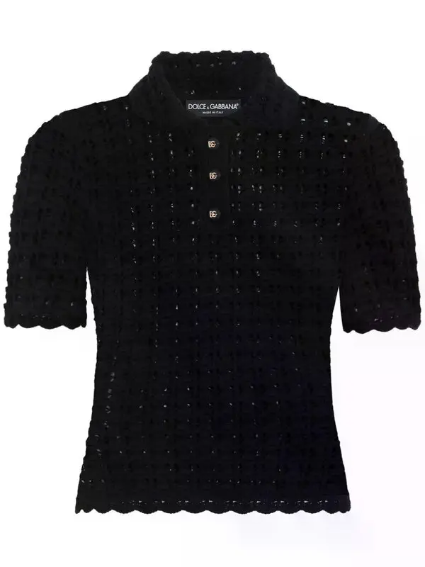 Dolce & Gabbana Open-knit Polo Shirt