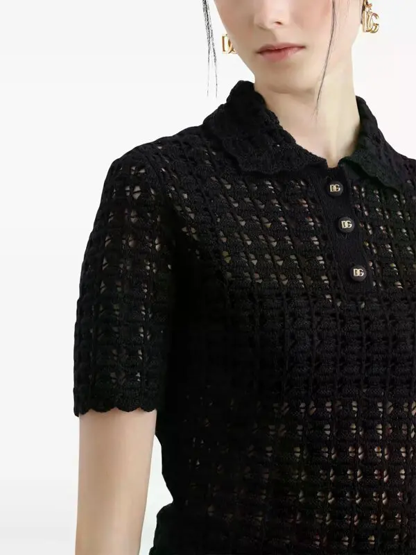 Dolce & Gabbana Open-knit Polo Shirt