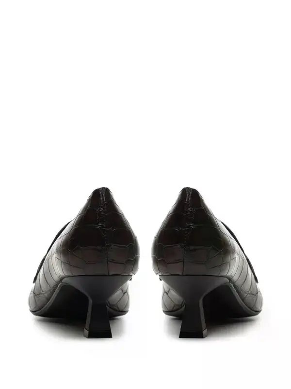 POCHE PARIS Croc-effect Leather Pumps - Brown