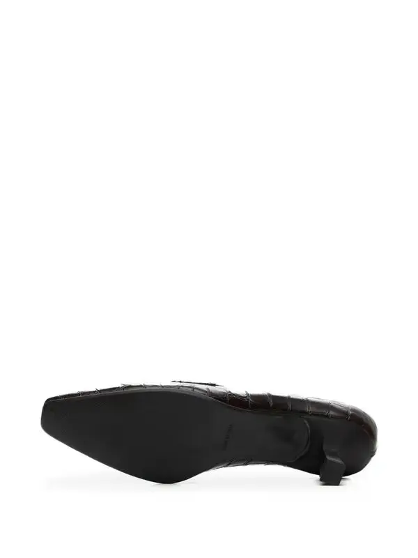 POCHE PARIS Croc-effect Leather Pumps - Brown