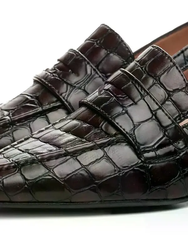 POCHE PARIS Croc-effect Leather Pumps - Brown