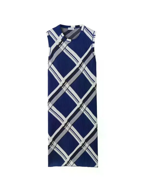 Burberry Check-print Silk Dress - Blue