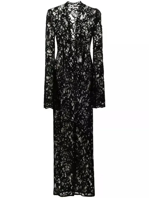 MANURI Sally Lace Midi Dress - Black