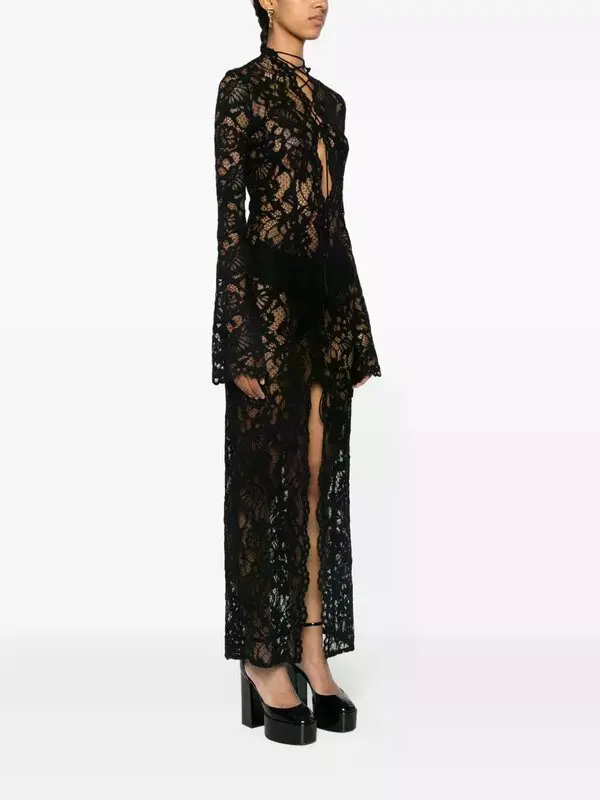 MANURI Sally Lace Midi Dress - Black