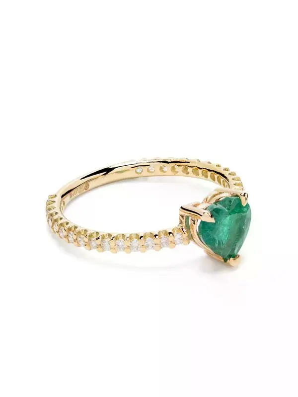 Shay 18kt Yellow Heart-cut Emerald And Diamond Ring - Gold