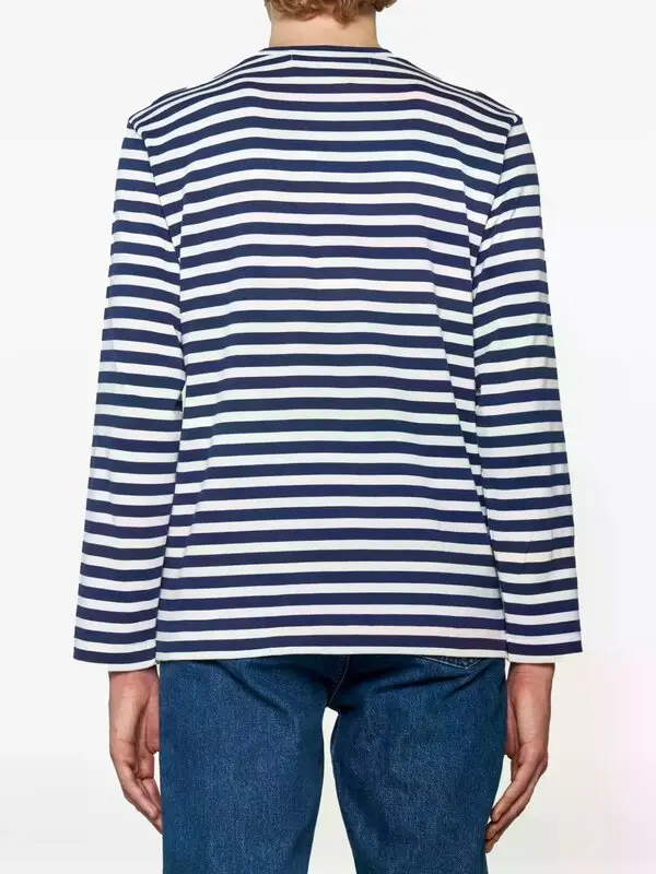 Play Comme Des Garcon Heart-patch Striped Cotton T-shirt - Blue