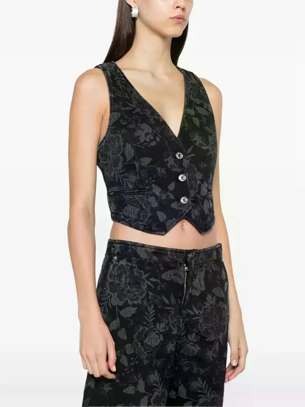 Blumarine Floral-pattern Denim Vest