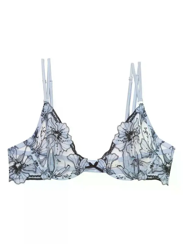 FLEUR DU MAL Harper Embroidery Demi Bra - Blue