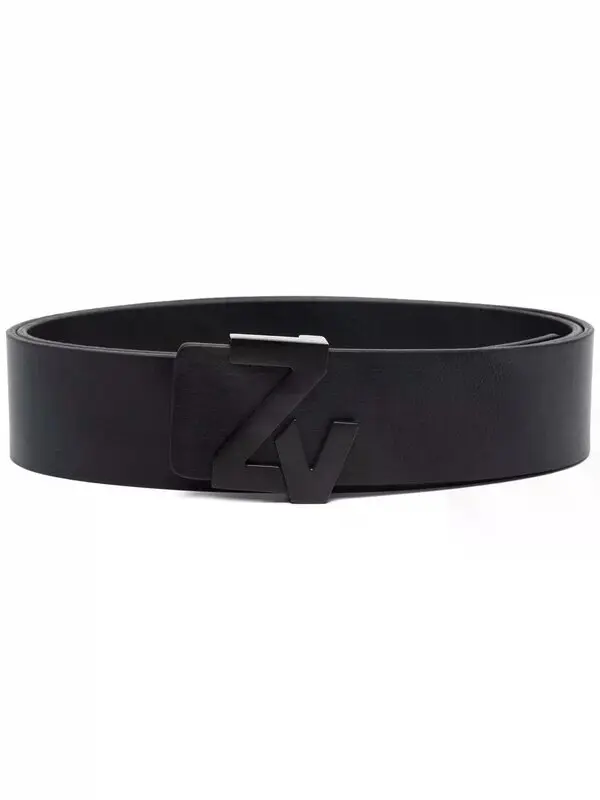Zadig&Voltaire Logo Buckle Leather Belt - Black