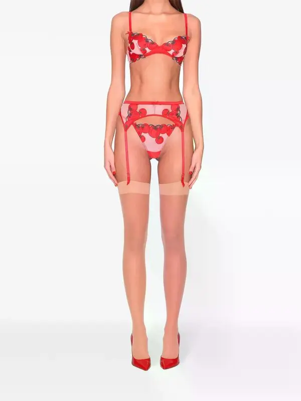 FLEUR DU MAL Pomodoro Embroidered Demi Bra